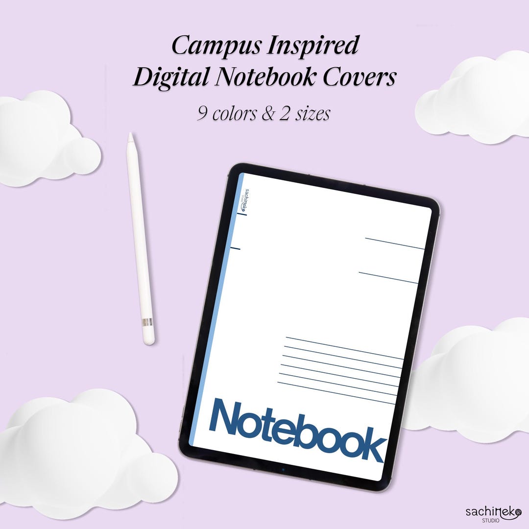 Campus-inspired Digital Notebook Cover Pack | 9 Colors, 2 Sizes (18 ...