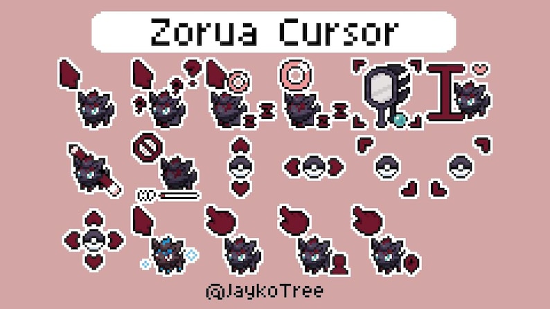 Zorua Pokémon Cursor Pack | Animated Custom Cursors | Pixel Cursors ...