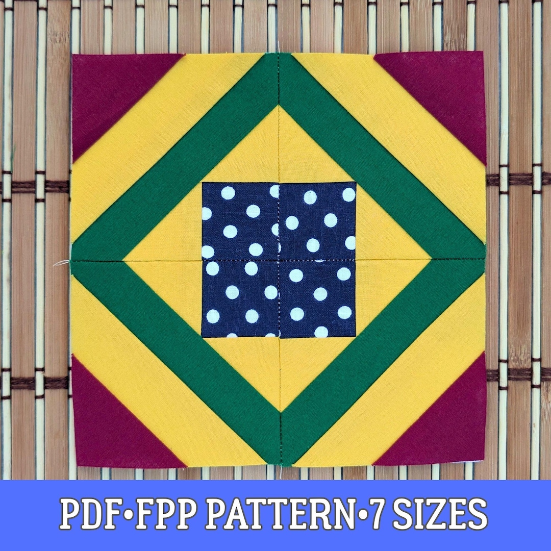 FPP Quilt Block Pattern — Boxed Cross — PDF, 7 Sizes (letter/a4) - Etsy