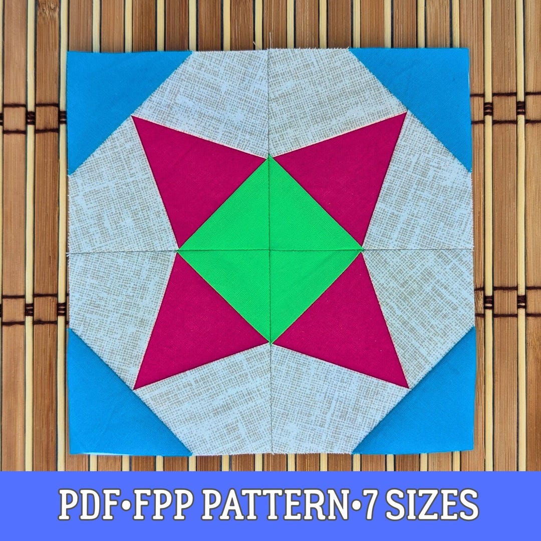 FPP Octagon Star Quilt Block Pattern — PDF, 7 Sizes (A4/US Letter) - Etsy