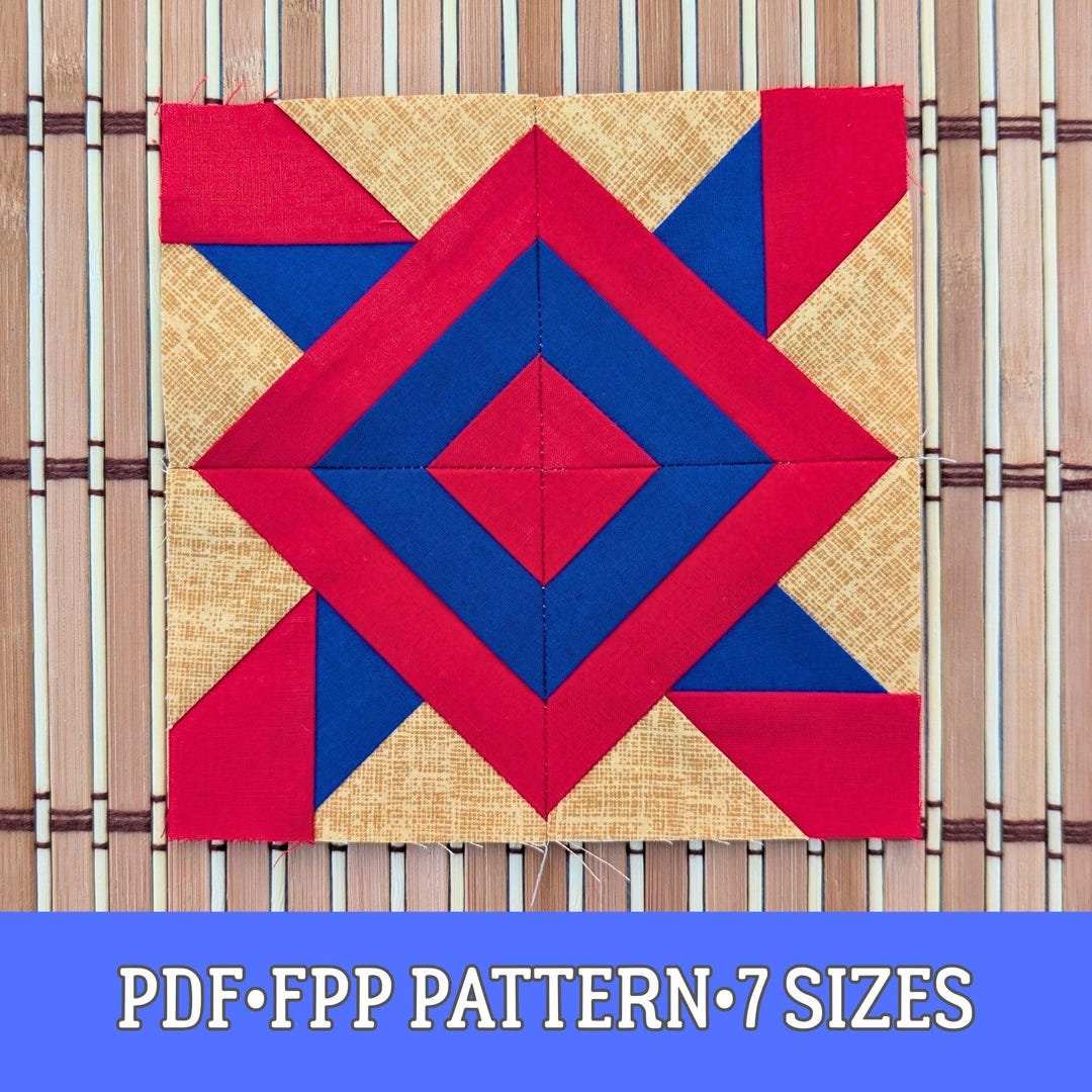 FPP Quilt Block Pattern — Twisting Diamonds (PDF, 7 Sizes, A4/US Letter ...