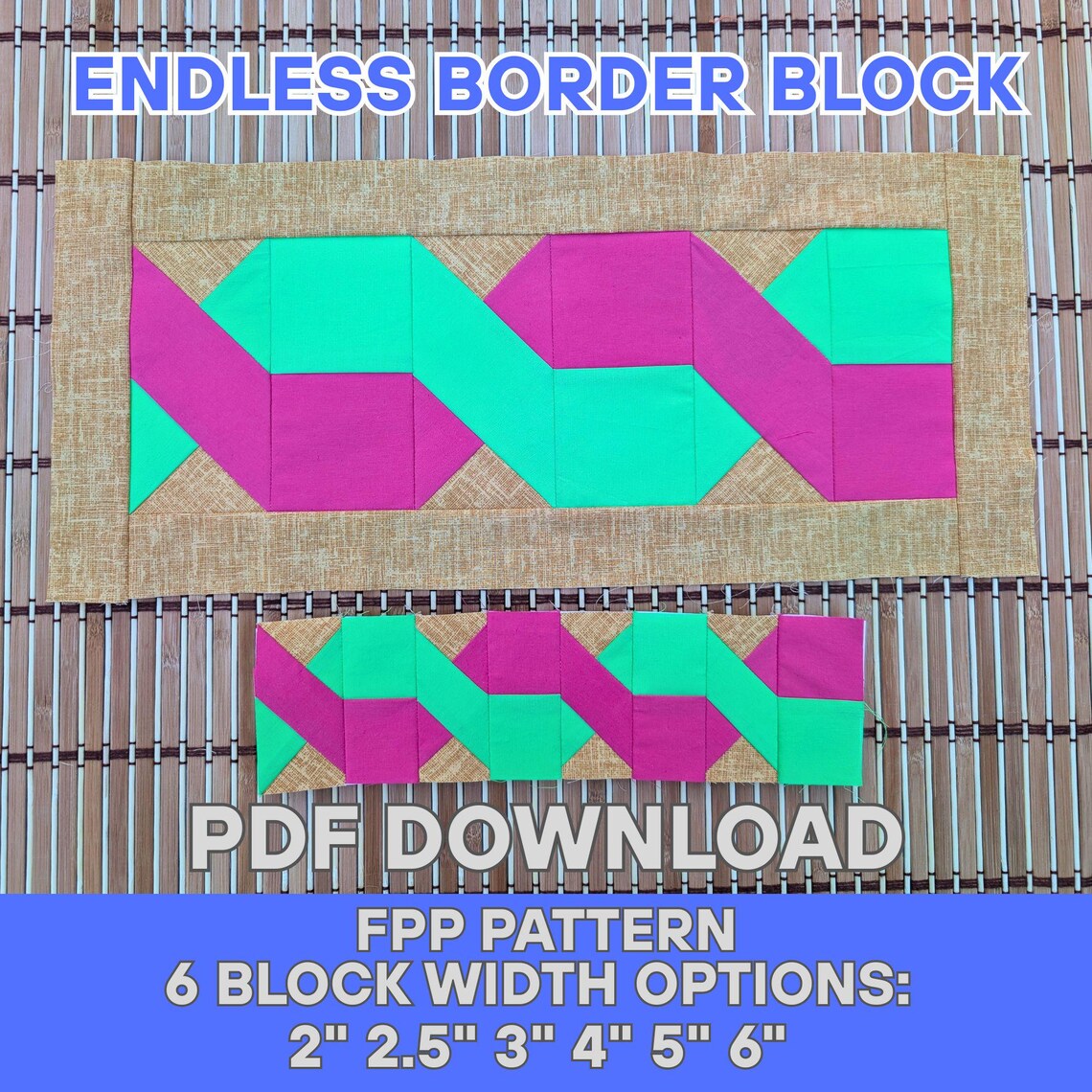 FPP Quilt Border Pattern – Woven Path, Seamless Design (PDF), 6 Sizes ...