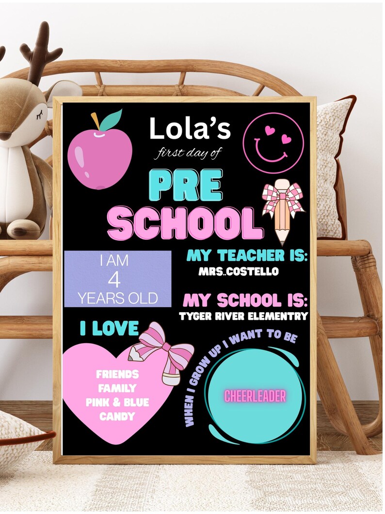 Editable First Day of School Sign Template/ Preschool Back to School ...