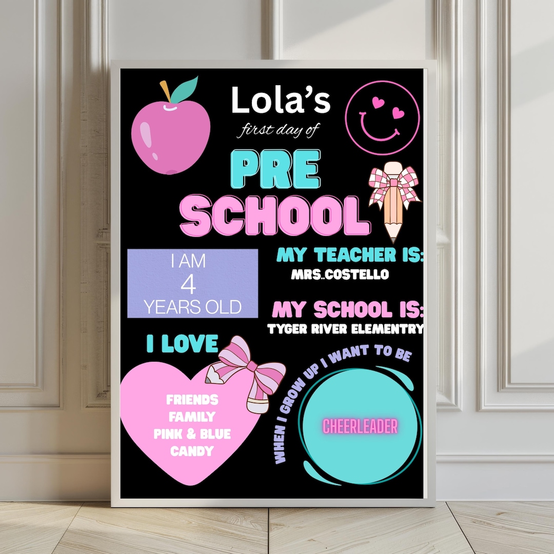 Editable First Day of School Sign Template/ Preschool Back to School ...