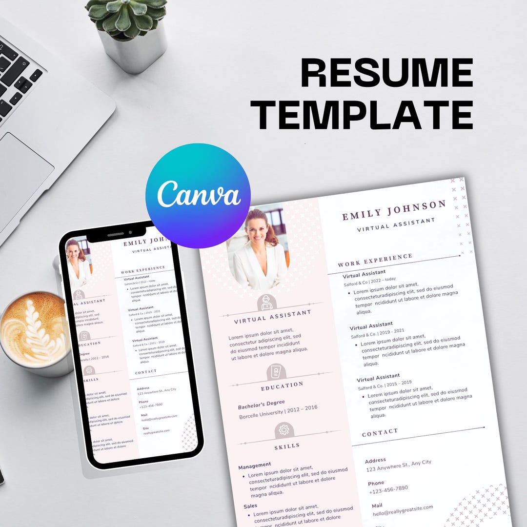 Virtual Assistant Resume Template Canva | Editable Modern CV for ...