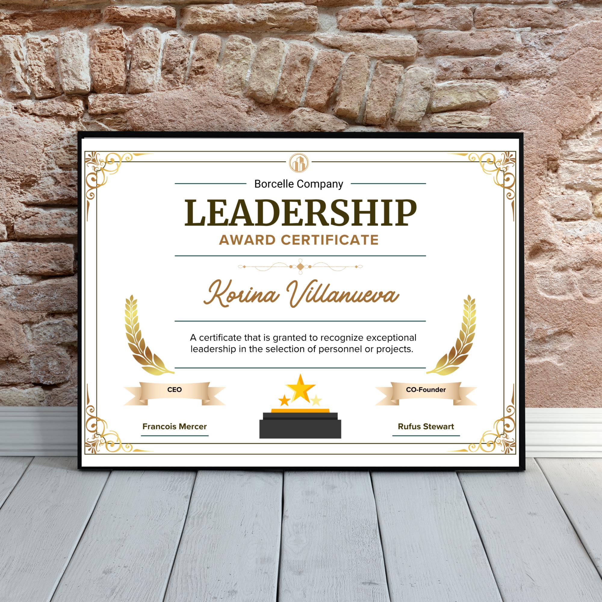 Leadership Award Certificate Template | Editable Canva Certificate of ...