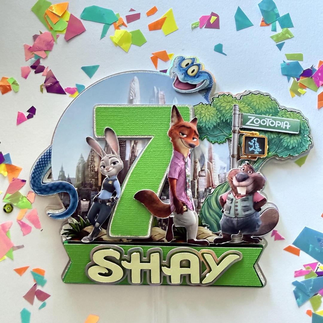 Zootopia Cake Topper | Personalized Birthday Party Decor Zooparty - Etsy