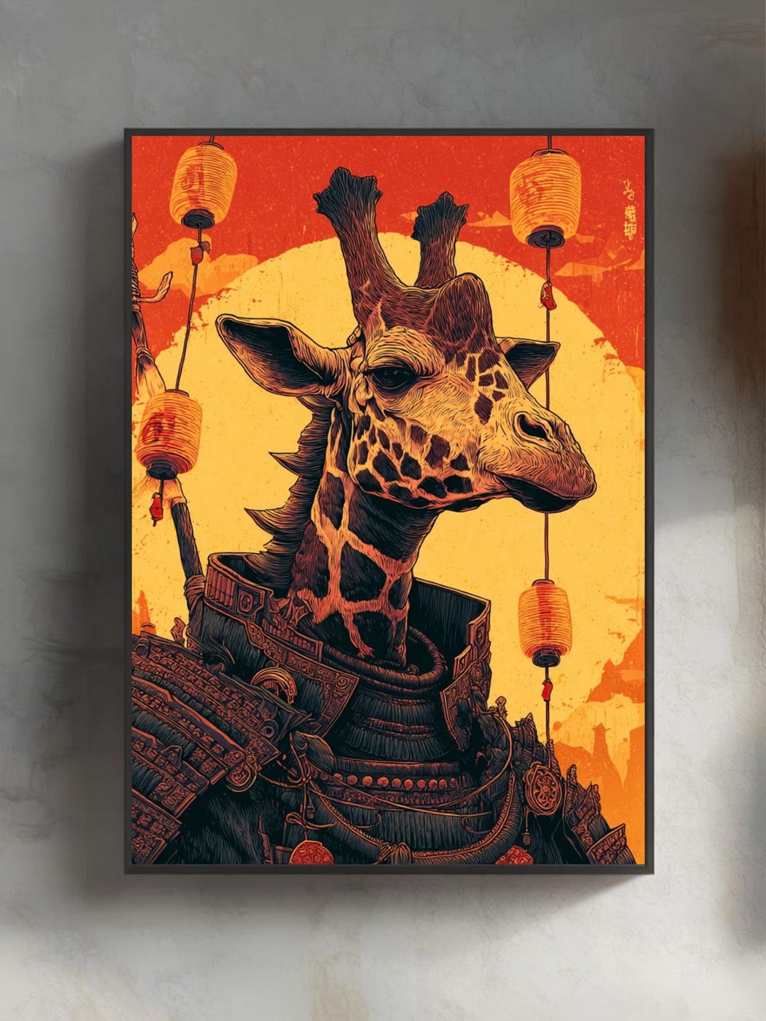 Samurai Giraffe Art Print | Japanese Animal Decor (digital Download) - Etsy