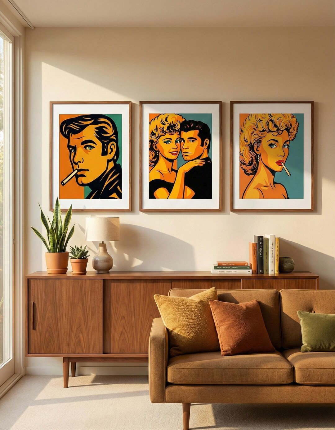 Retro Pop Art Couple Portrait Prints | Mid-century Modern Wall Art ...