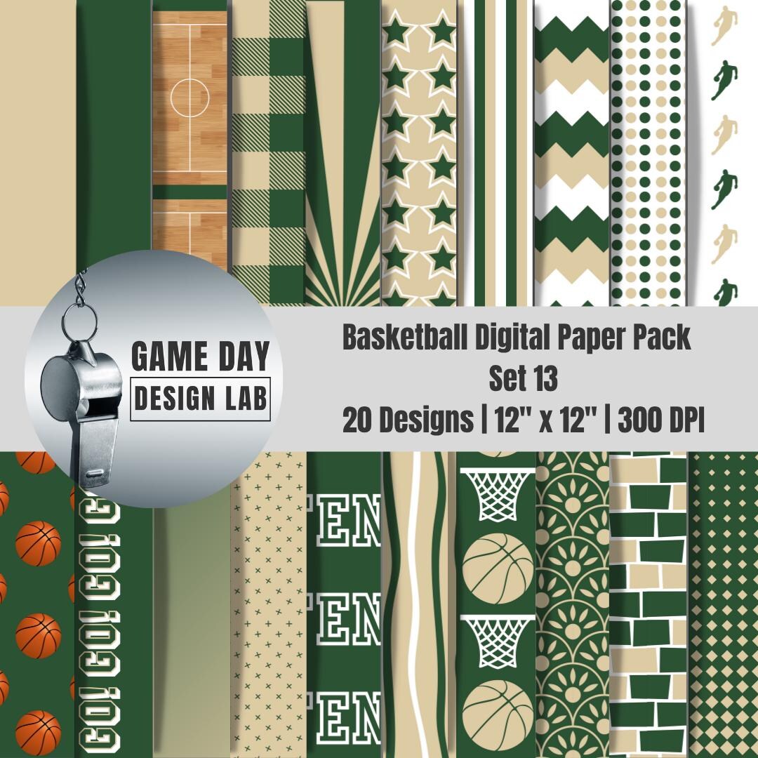 Basketball Team Colors Digital Paper Pack | 20 Designs | 12x12" | 300 ...