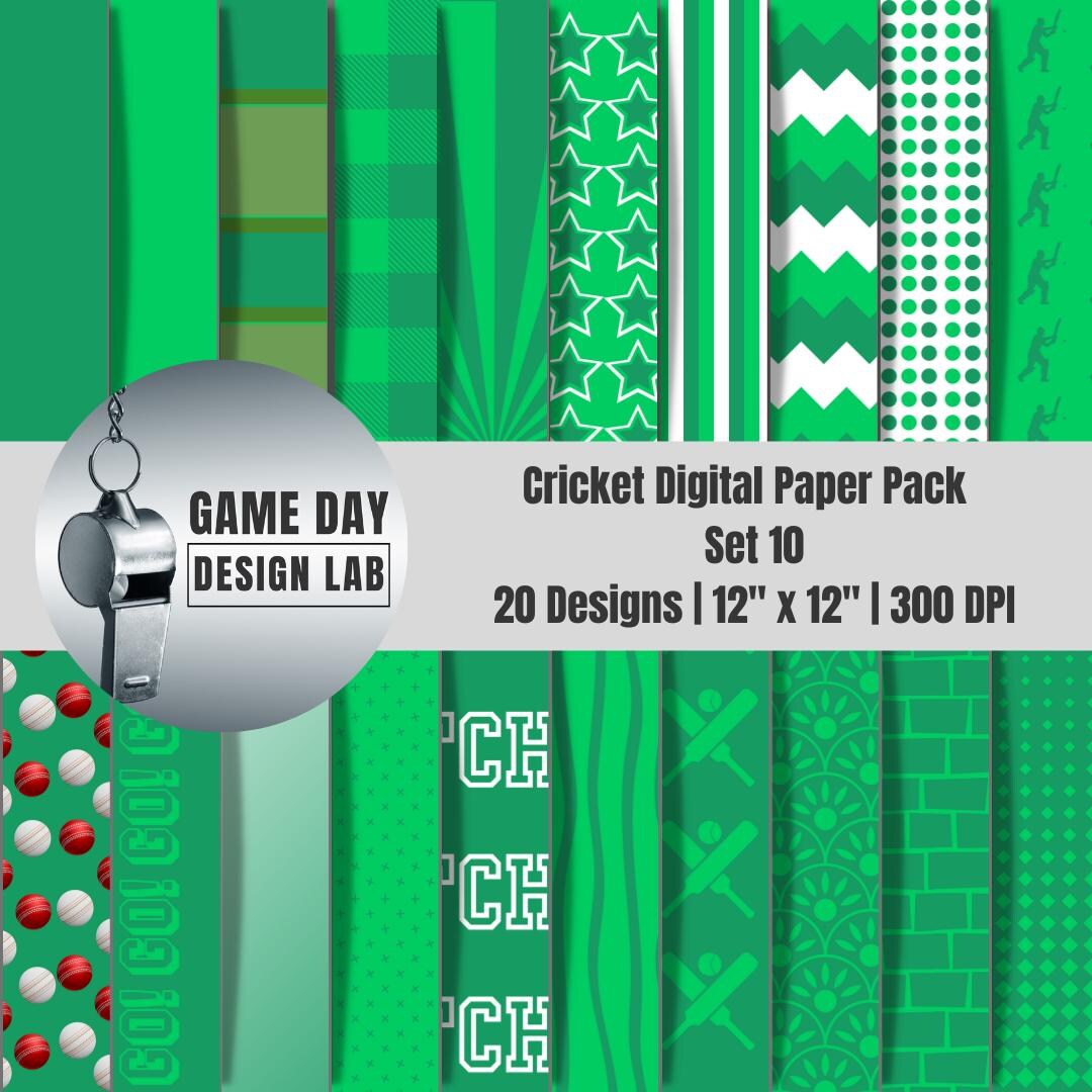 Ireland Cricket Colours Digital Paper Pack | Green Sports Backgrounds ...