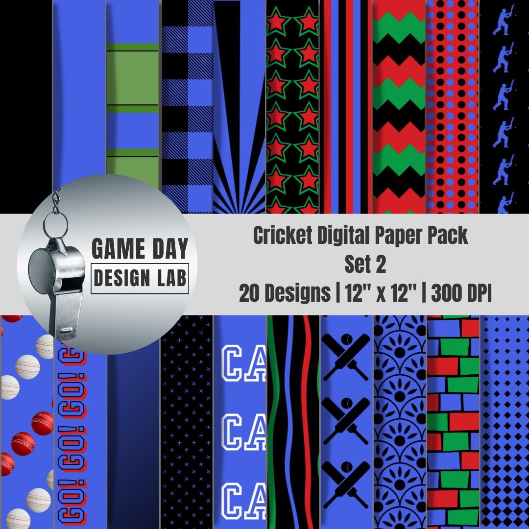 Cricket Team Colors Digital Paper Pack| Set 2 | 20 Designs | Scrapbook ...