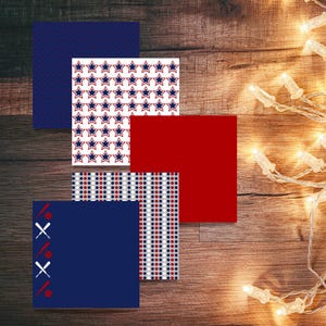 20 Baseball Digital Papers – Red, White & Navy Blue – 12x12" High ...