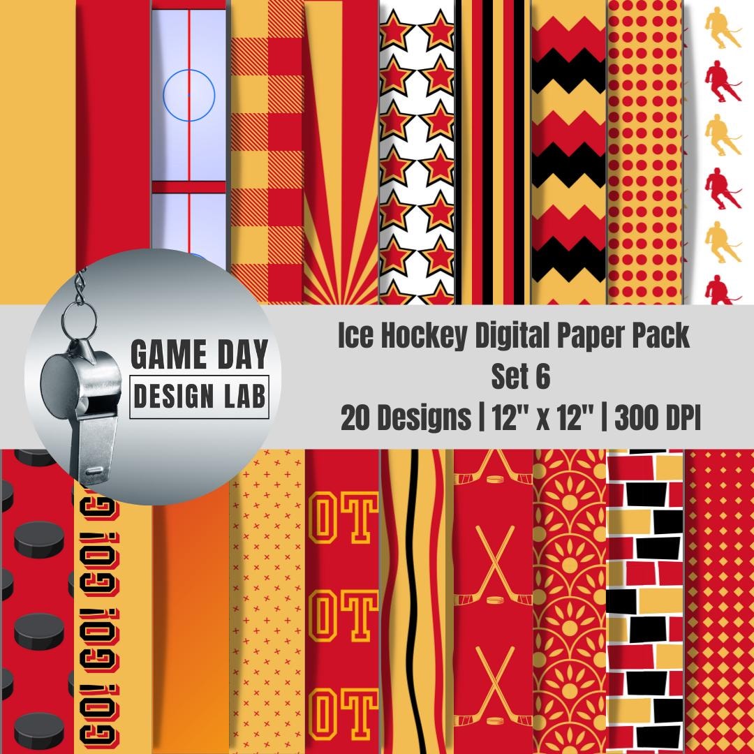 Ice Hockey Team Colors Digital Papers – 12x12" PNG Backgrounds for ...