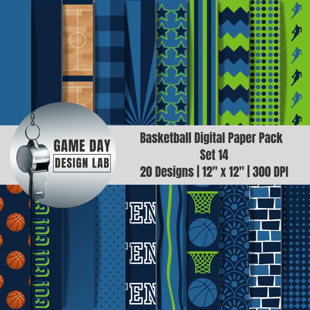 Basketball Team Colors Digital Paper Pack | 20 Designs | 12x12" | 300 ...