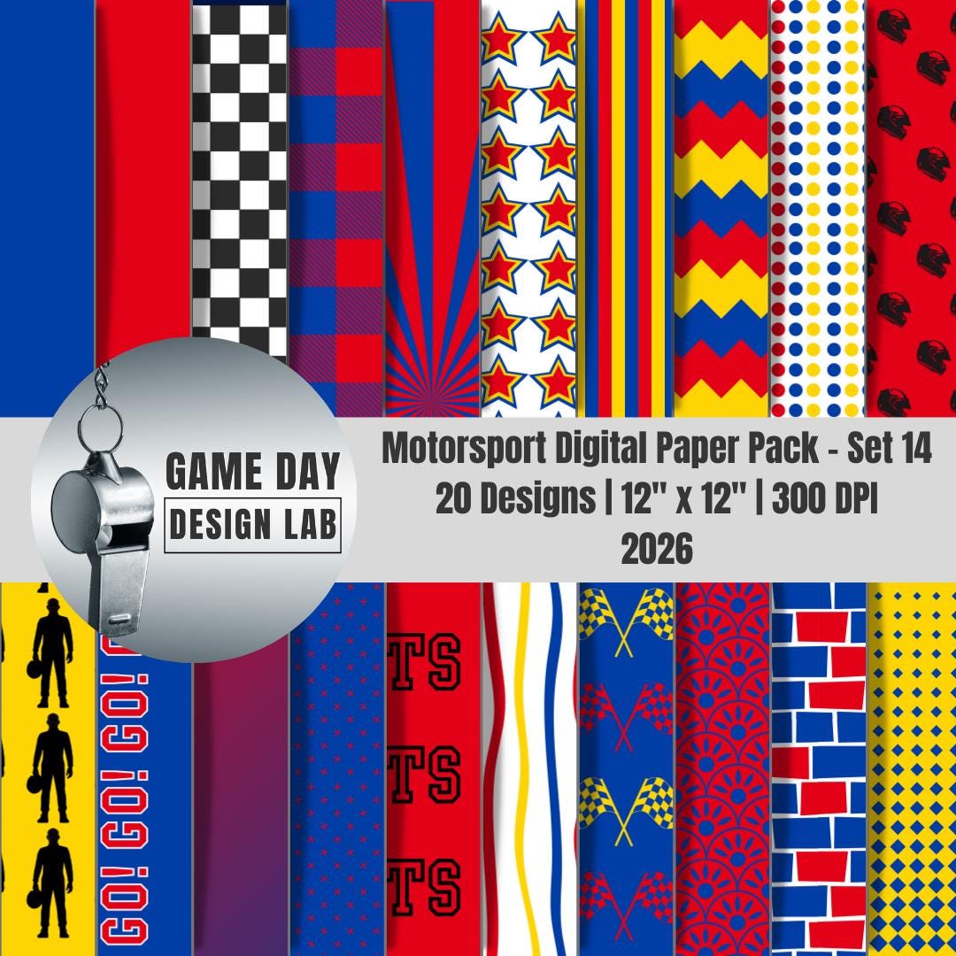 F1-inspired Digital Paper Pack – Blue, Red & Yellow Motorsport ...