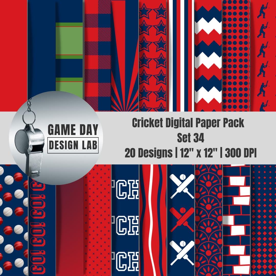 Nepal Cricket Digital Paper Pack | Red and Blue Sports Backgrounds ...