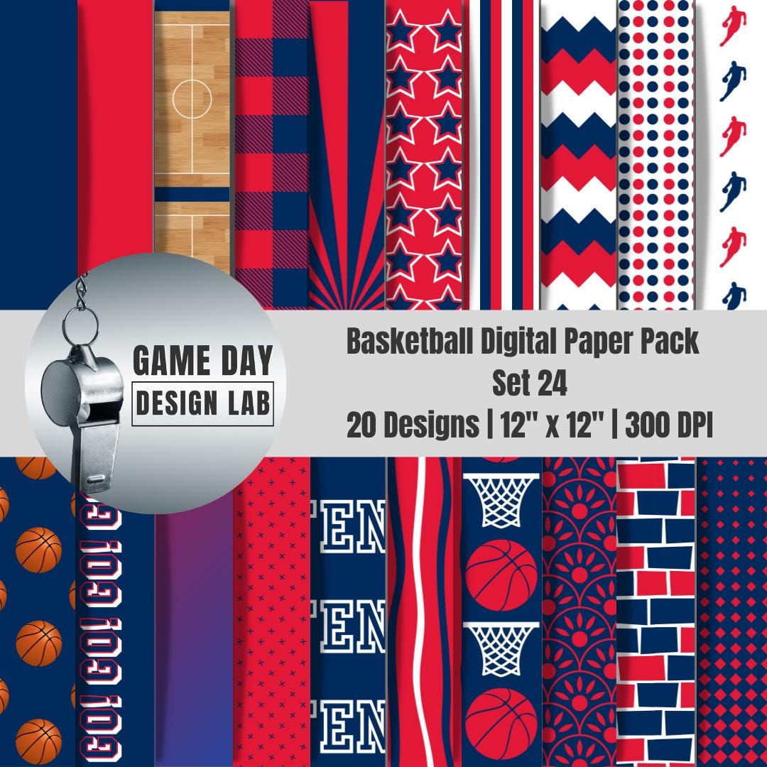 Basketball Team Colors Digital Paper Pack | 20 Designs | 12x12" | 300 ...