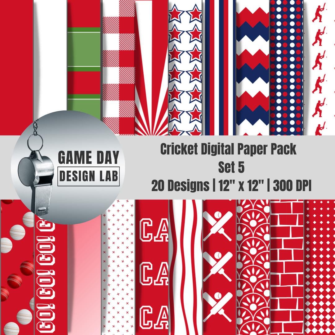 Cricket Team Colors Digital Paper Pack | Set 5 | 20 Designs | Scrapbook ...