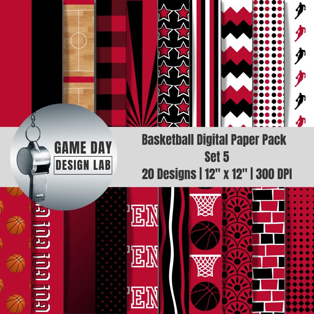 Basketball Team Colors Digital Paper Pack | 20 Designs | 12x12" | 300 ...