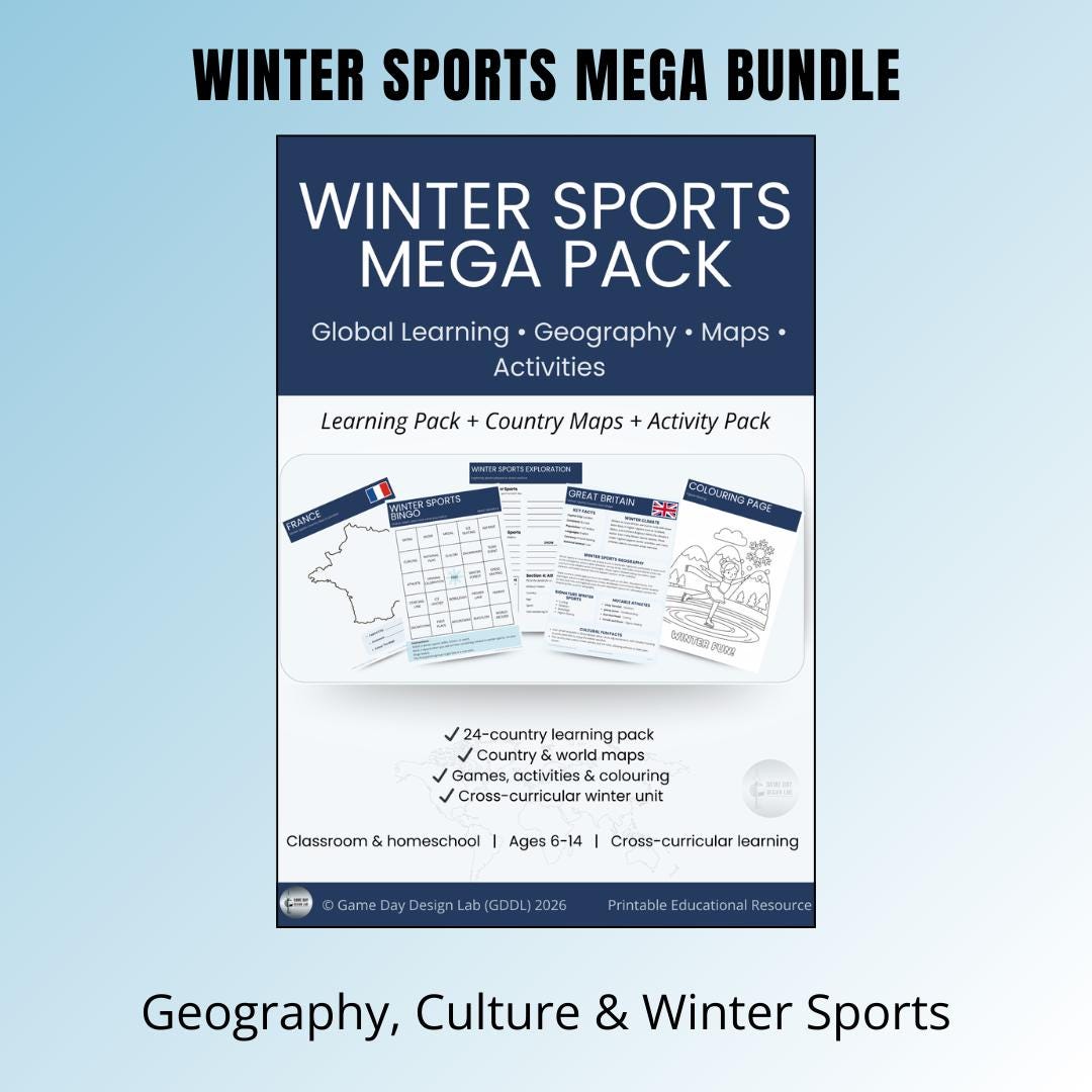 Winter Sports Mega Bundle | Geography, Maps & Activity Pack for Kids - Etsy