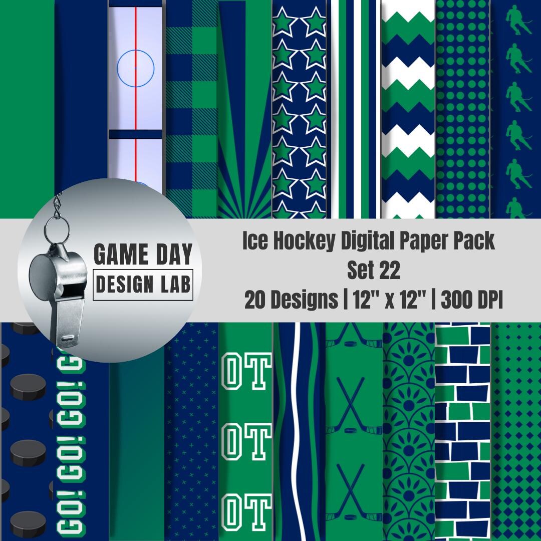Ice Hockey Team Colors Digital Papers – 12x12" PNG Backgrounds for ...