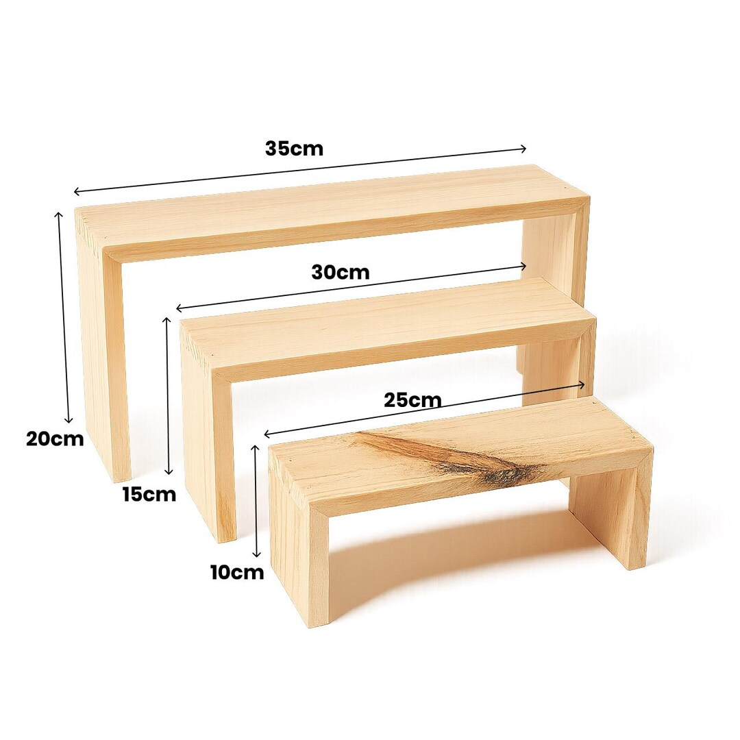 Rustic Pine Wood Display Risers: Tiered Retail Stands - Set of 3 - Etsy