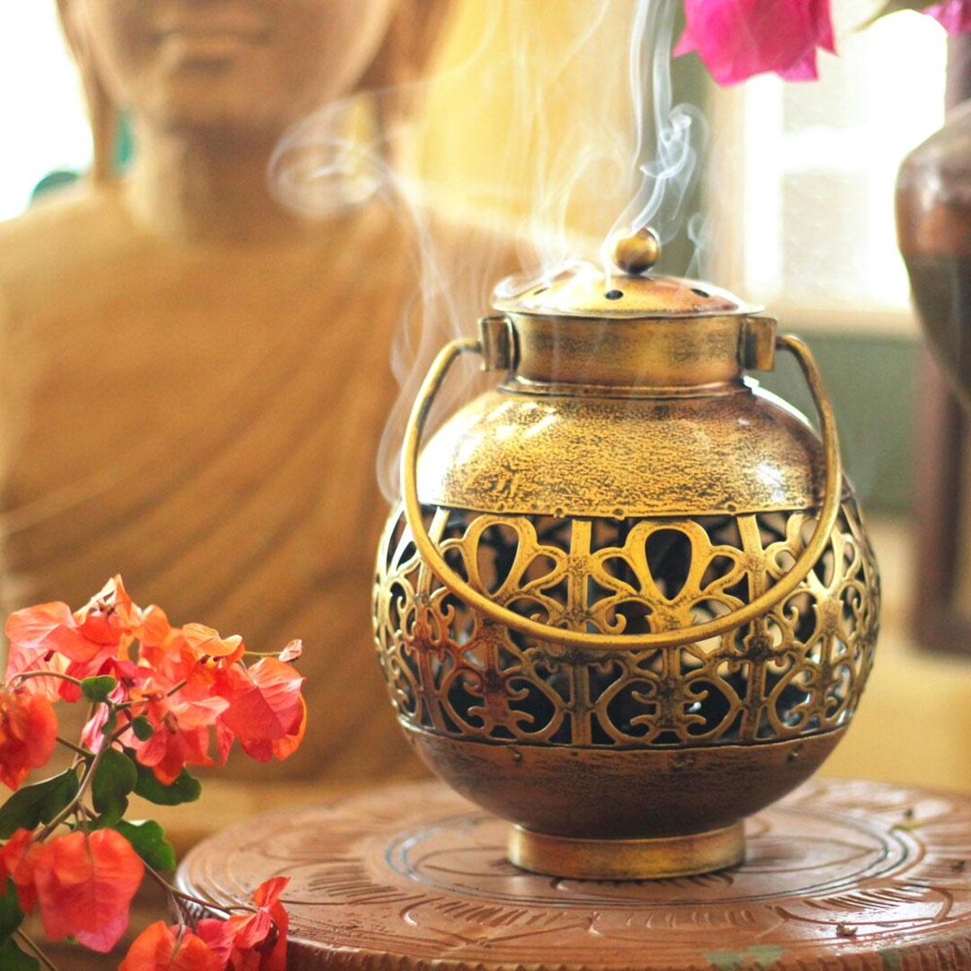 Vintage Incense Burner With Handle – Antique Metal Lantern Style for ...