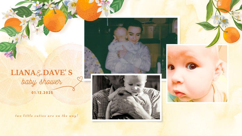 Two Little Cuties Baby Shower Slideshow TV Display | Welcome Slide ...
