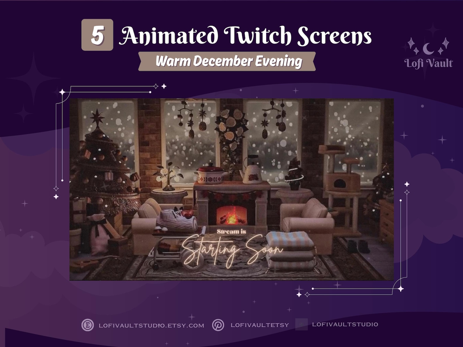 Warm December Evening Room Background for Streamers, Christmas Starting ...