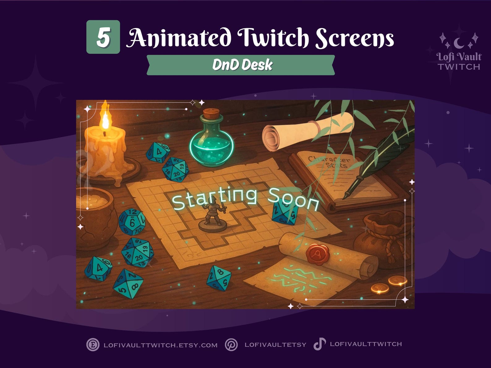 Dnd Game Desk Setup Background for Streamers, Starting Screens Overlays ...
