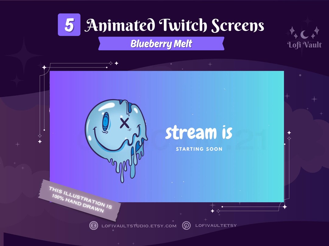 Blueberry Melt Retro BRB Screen for Twitch Pngtubers, Cozy Lofi Gaming ...
