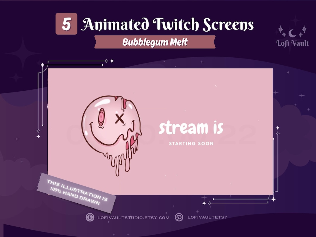 Bubblegum Melt Retro BRB Screen for Twitch Pngtubers, Cozy Lofi Gaming ...