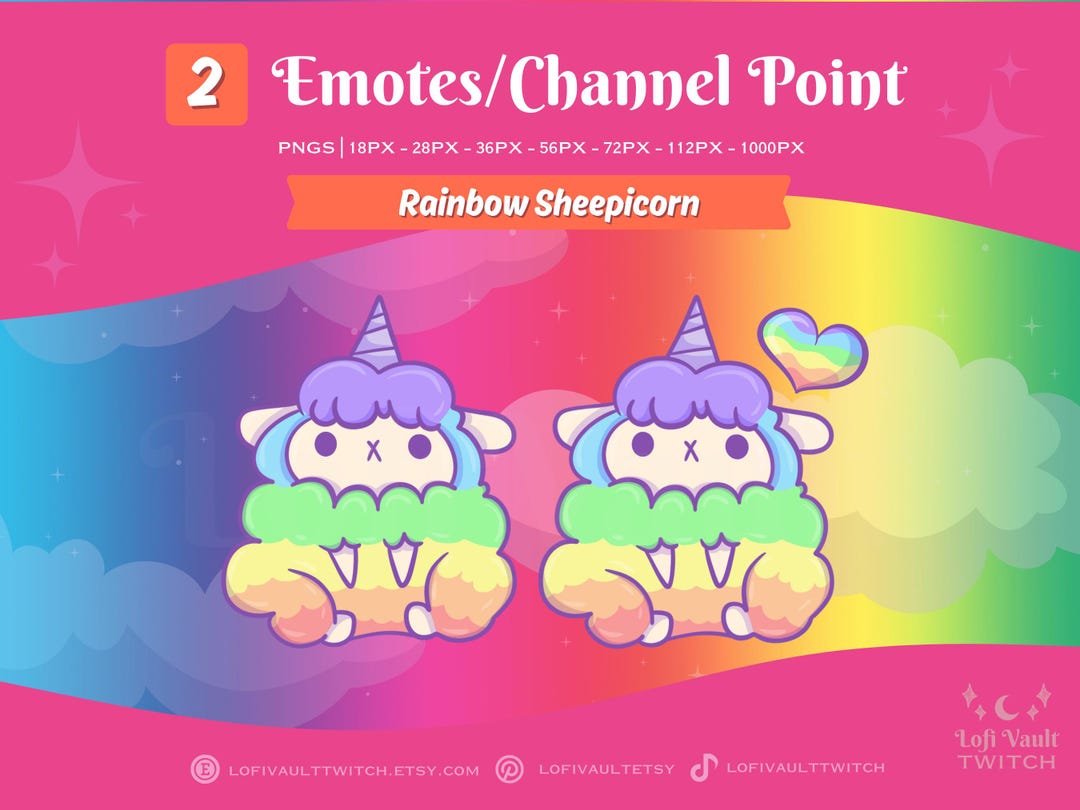 Cute Pride Sheep Emote, LGBTQ+ Pride Twitch Emotes, Cute Rainbow Twitch ...