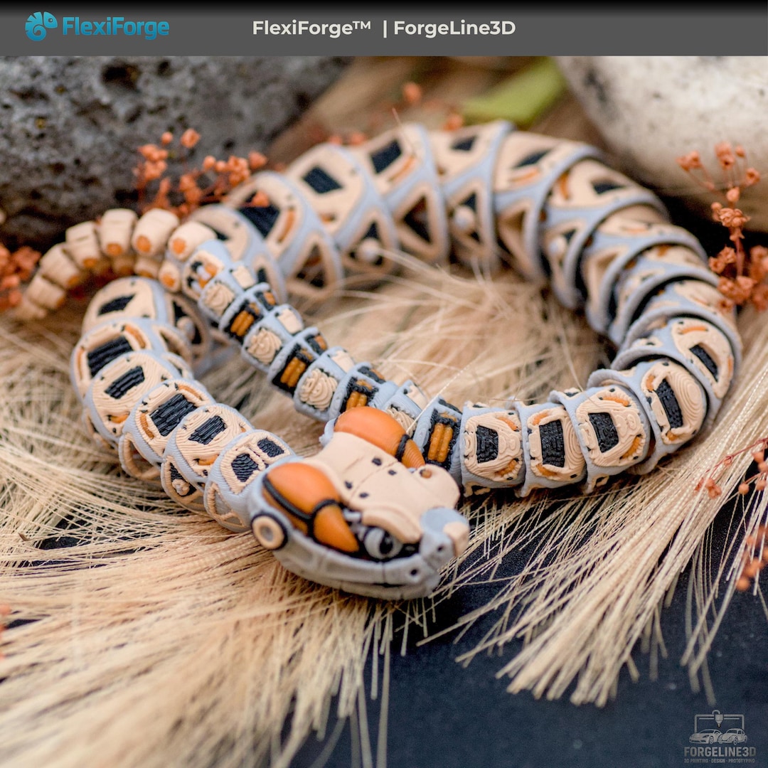 Articulated Robo Rattler Snake: Flexi Snake Figure, 3D Printed Posable ...