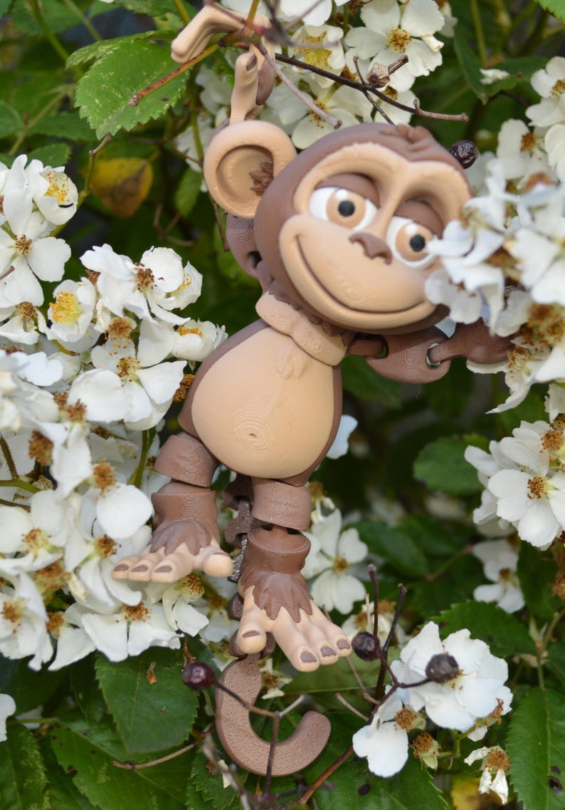 3D Printed Articulated Monkey – Poseable PLA Desk Toy, Jungle Animal ...