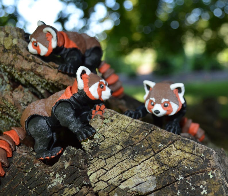 Articulated Red Panda Toy – 3D Printed Poseable Animal Figure – Cute ...