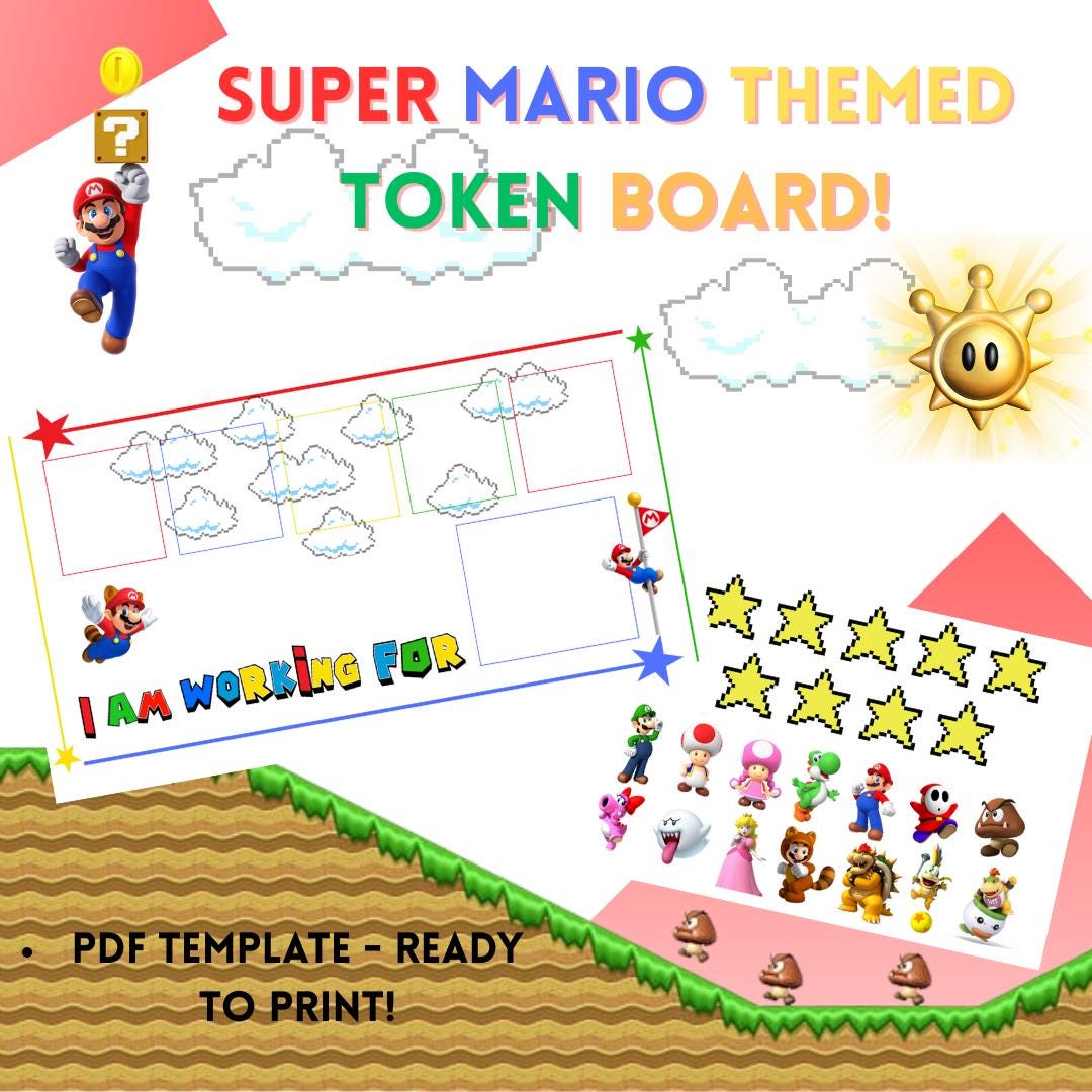 Printable Super Mario Token Board for Positive Reinforcement, ABA ...