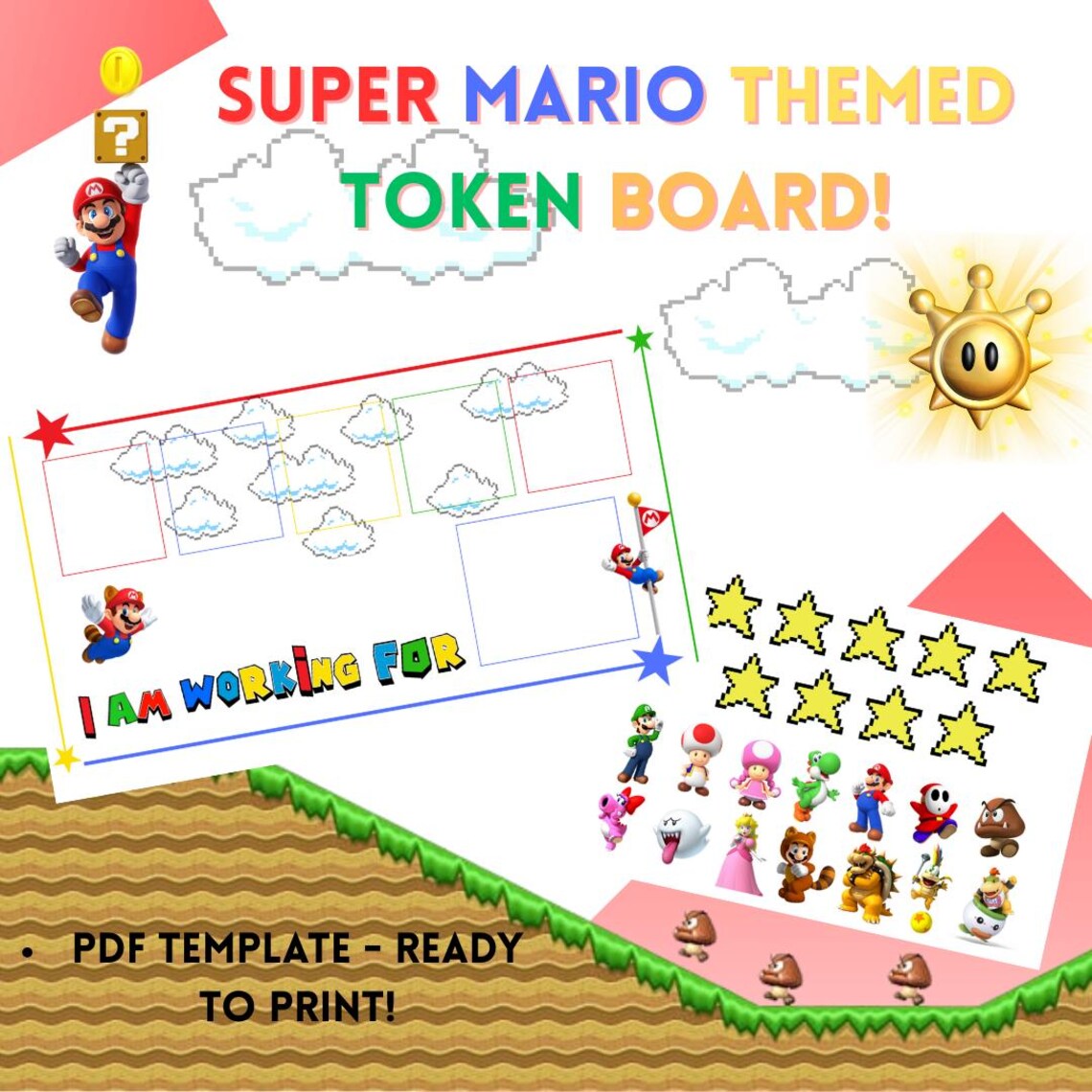 Printable Super Mario Token Board for Positive Reinforcement, ABA ...