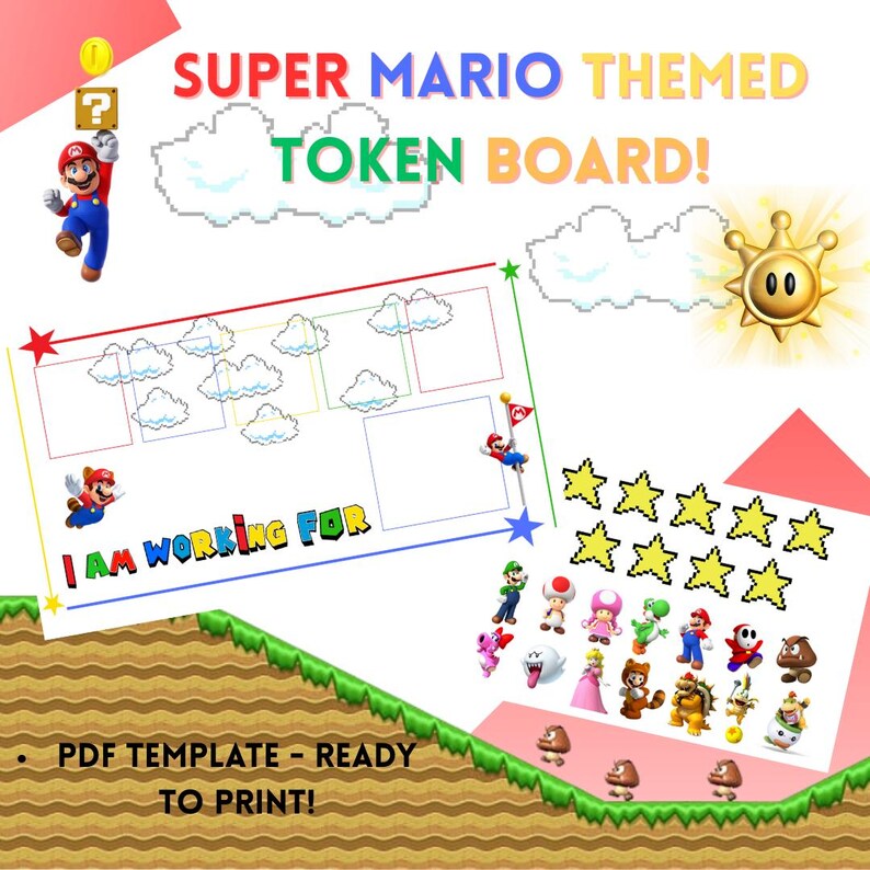 Printable Super Mario Token Board for Positive Reinforcement, ABA ...