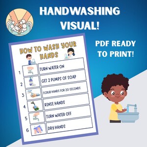 Printable Handwashing Visual for Learning How to Wash Hands - Etsy