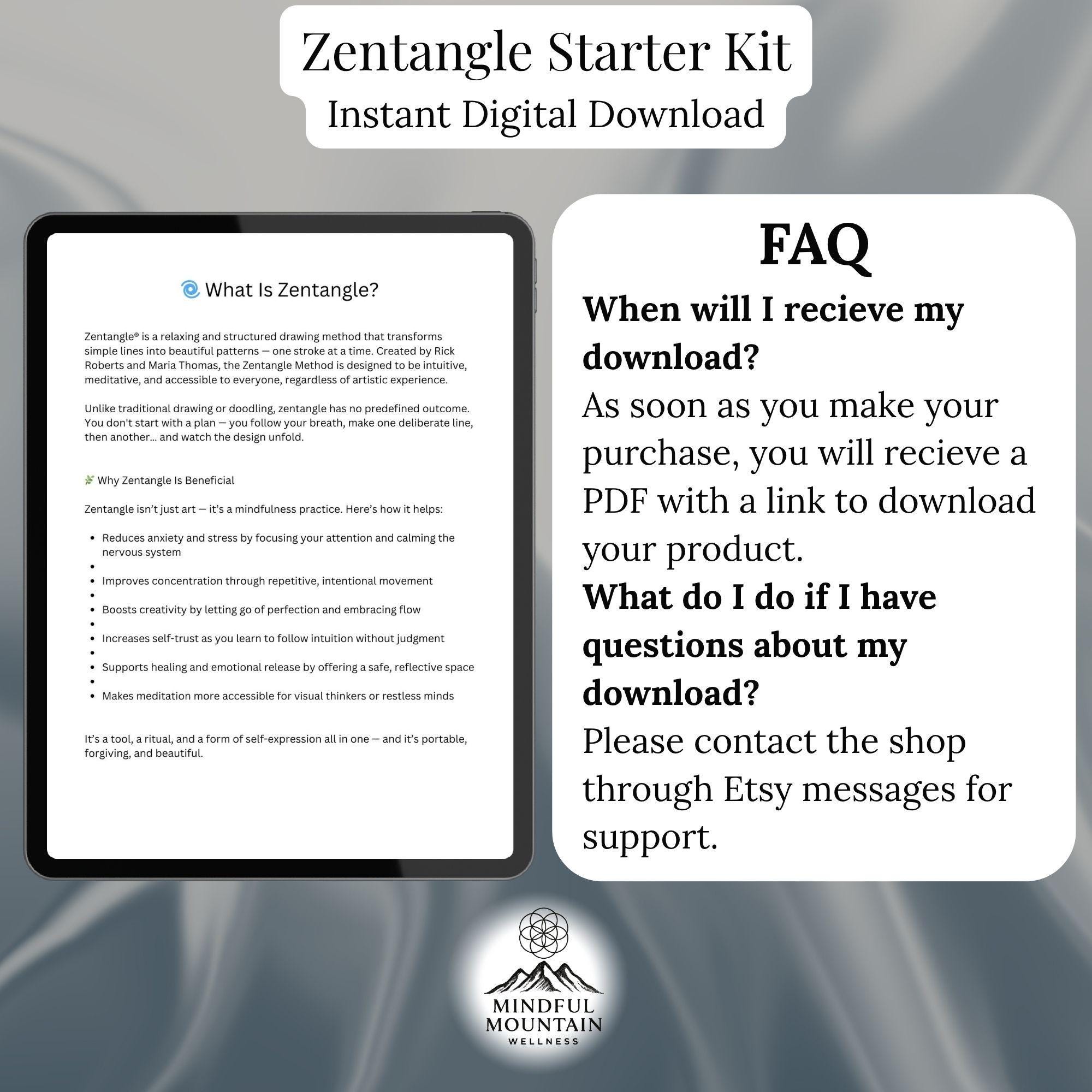 Zentangle Drawing Kit Printable: Beginner Guide, Pattern Bank & Journal ...