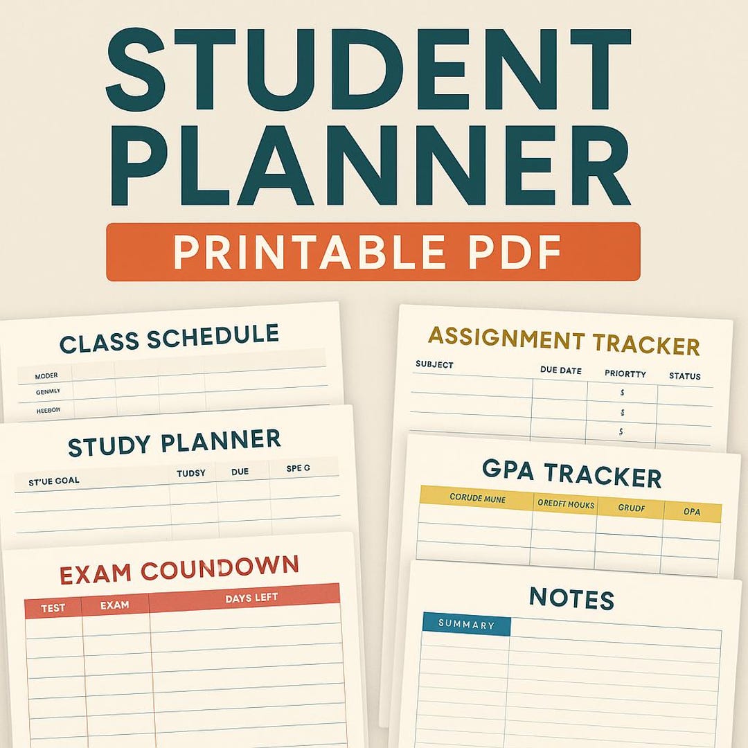 Student Planner Printable | Class Schedule, GPA Tracker, Exam Countdown ...