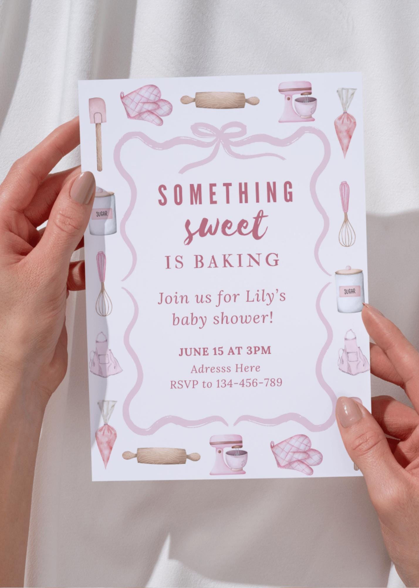 Baking Baby Shower Invitation | Bun in the Oven Theme | Pink & Blue ...