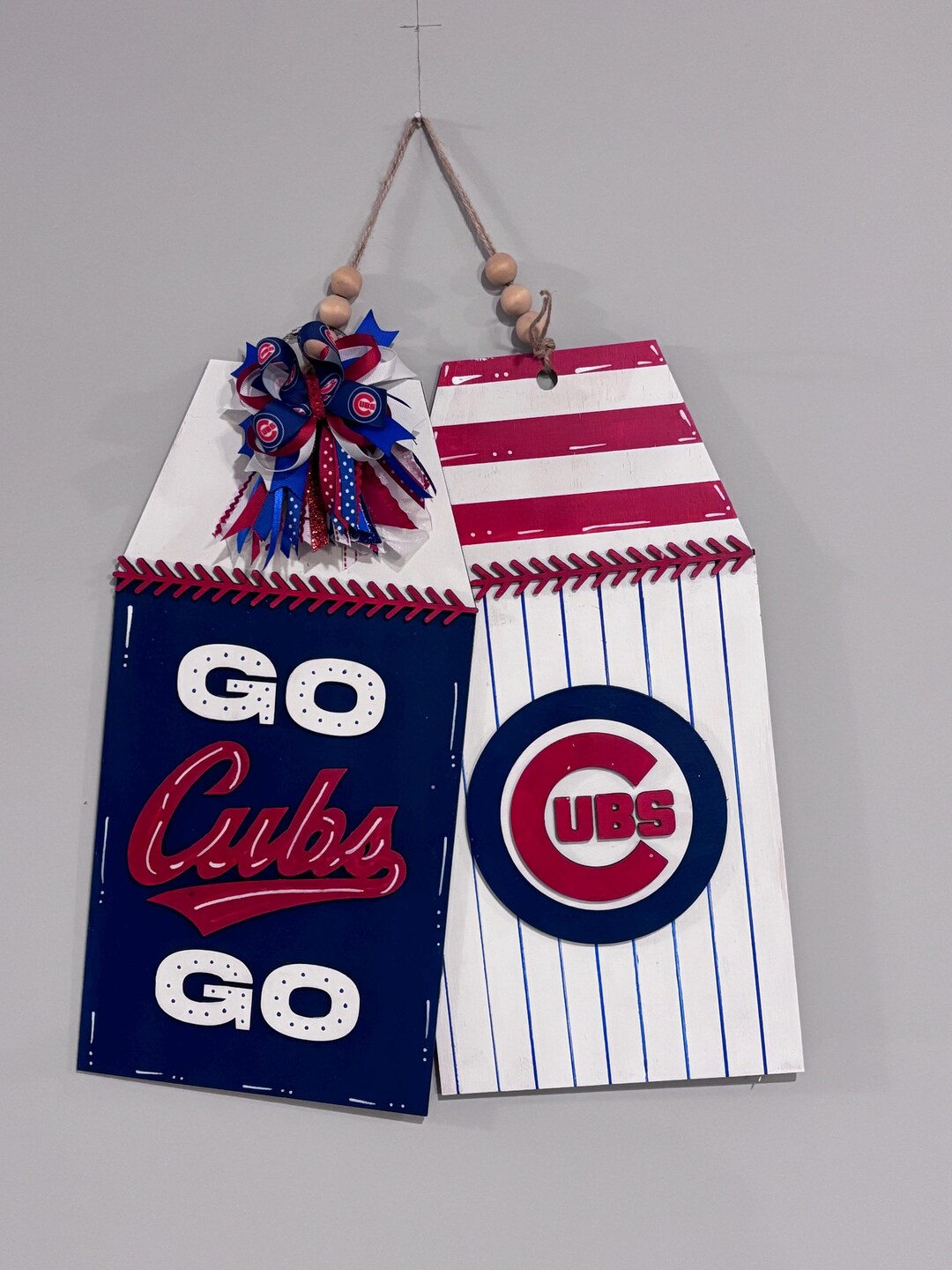 Custom MLB Chicago Cubs Porch Door Sign Hanger, Red White Blue 18" Can ...