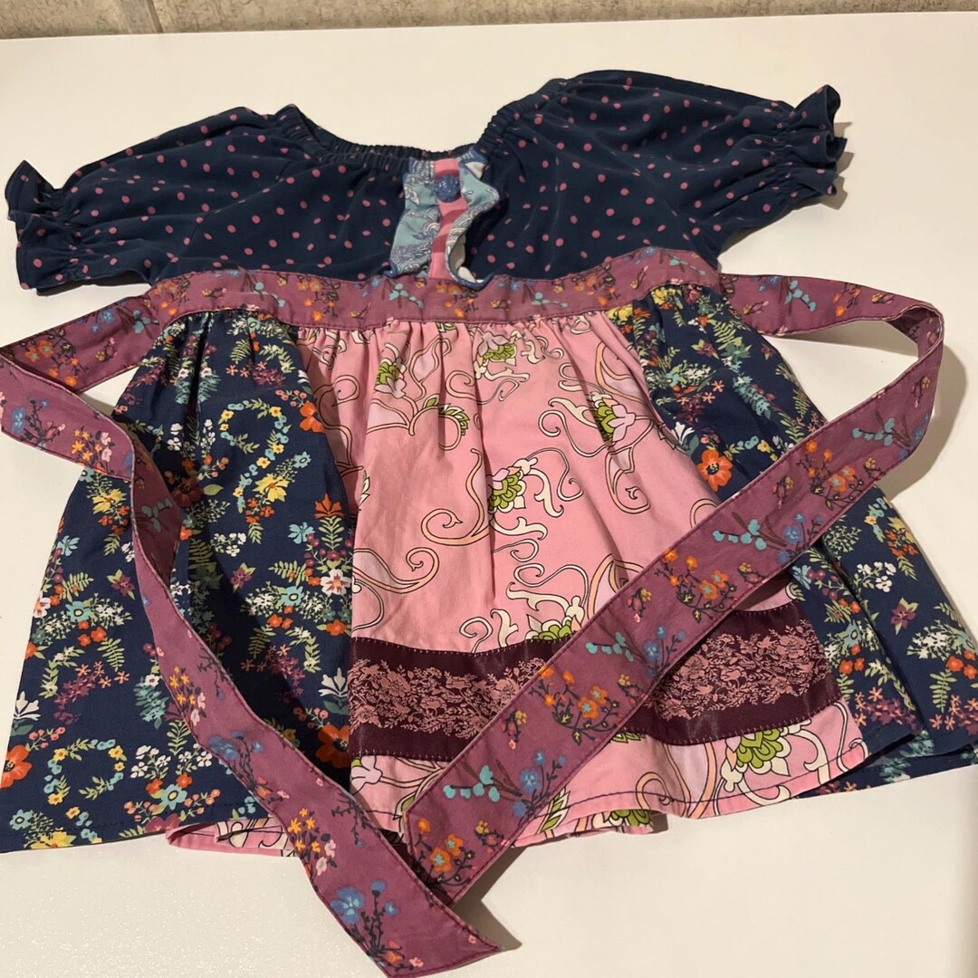 Vintage Matilda Jane Apron Dress Patchwork Floral Polka Dot Girls 4 - Etsy