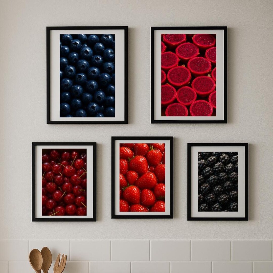 Fruit Posters - Set of 5 Posters - Blueberries, Strawberries ...