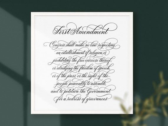 First Amendment Calligraphy Print DIGITAL DOWNLOAD US - Etsy