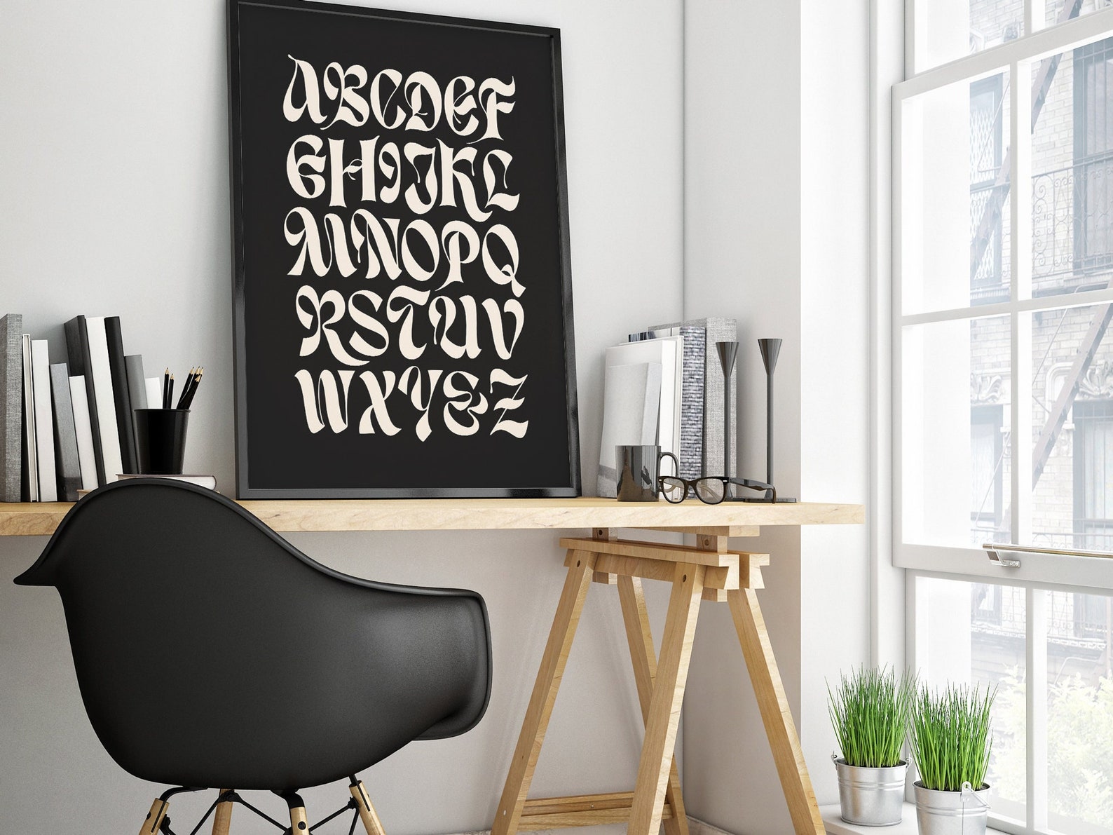 Black and White Typography Art Print Brooklyn Alphabet DIGITAL DOWNLOAD ...