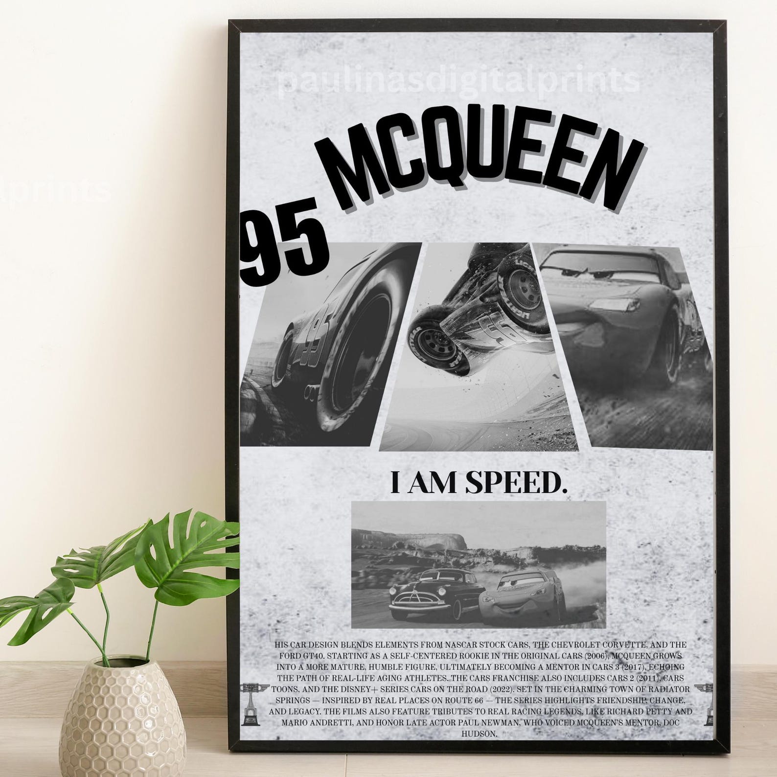 Lightning Mcqueen 'I Am Speed' Print: Modern Cars Movie Poster (digital ...